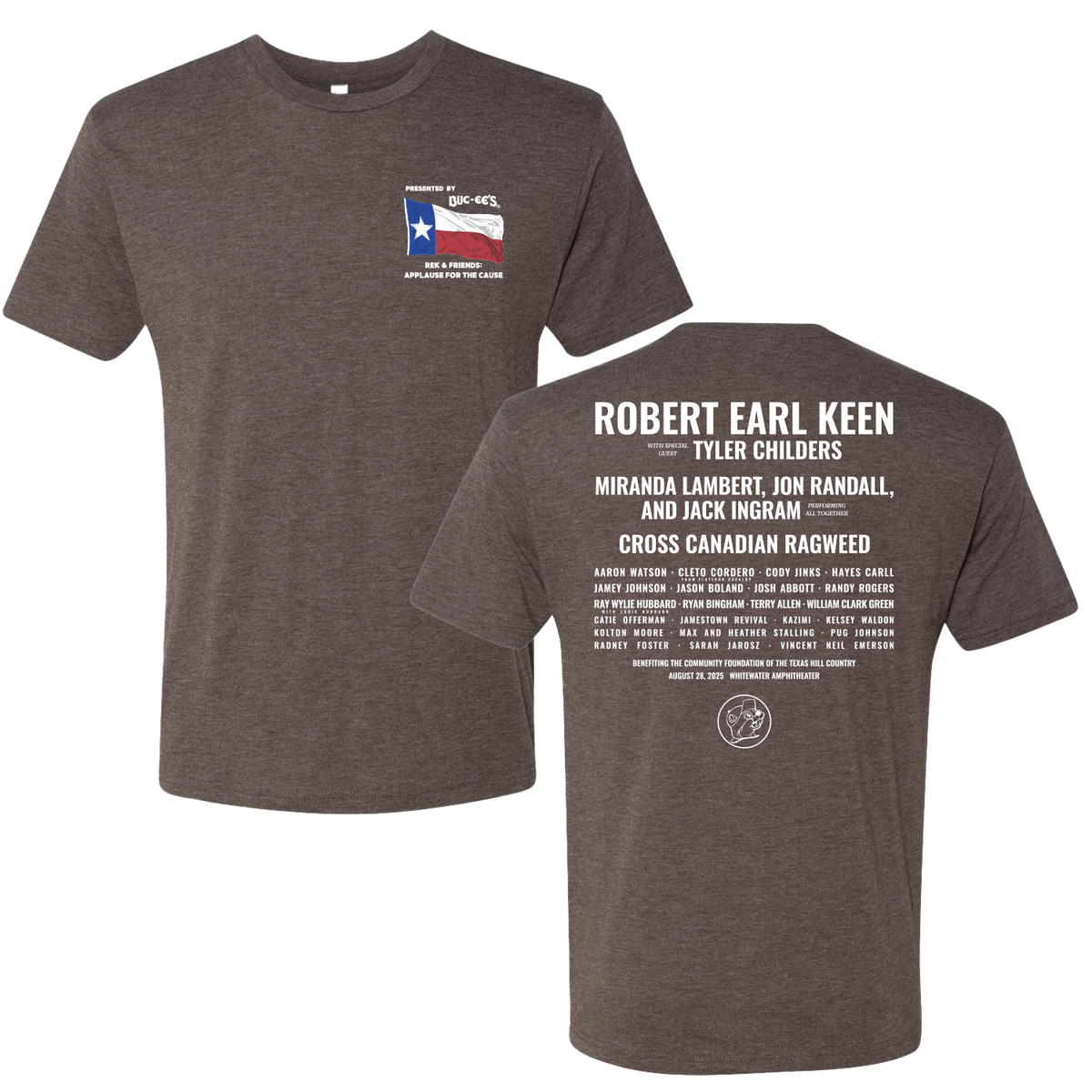 Brown Applause For The Cause “For Texas” Tee – Robert Earl Keen